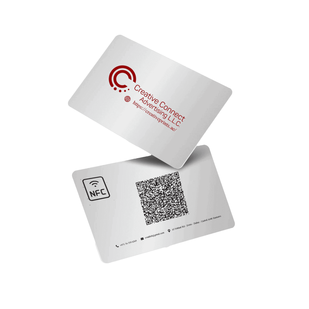 Silver Metal NFC Business Cards Printing – Creative Connect Advertising